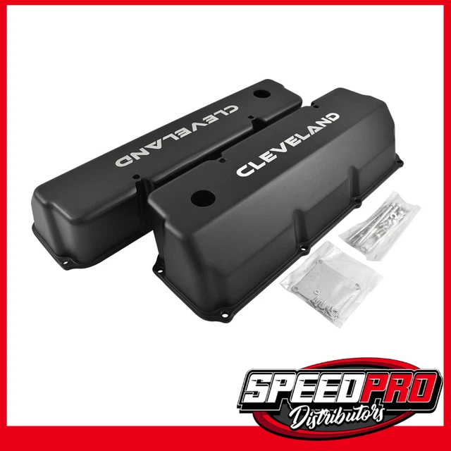 CAST ALUMINIUM FORD Cleveland 302 351 Valve Covers Cleveland Logo Black ...