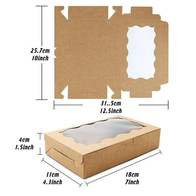 50PCS RECTANGULAR KRAFT Paper Window Box Gift Packaging Boxes Party ...