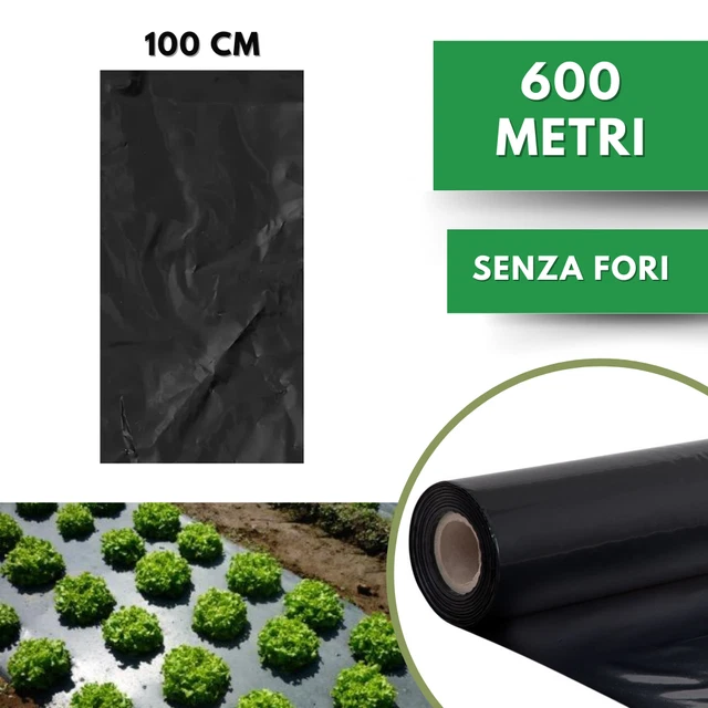 TELO FILM PACCIAMATURA BOBINA DA 600 m NON FORATO LARG. 1 m BIO ORTO ...