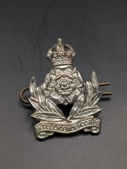 BRITISH ARMY CAP Badge Intelligence Corps KC Military Collar & Pin ...