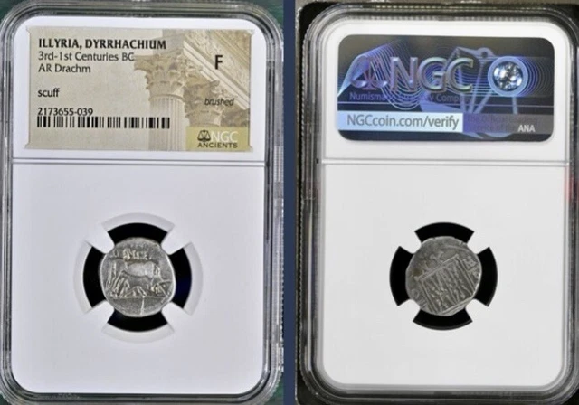 ANCIENT GREEK ILLYRIA Silver Drachm Dyrrhachium 200BC-80BC NGC Graded ...