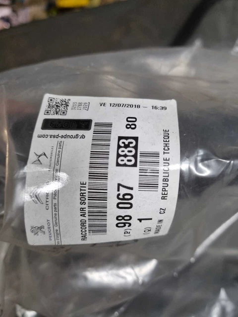 PEUGEOT CITROEN OPEL TUBO INTERCOOLER 9806788380 Nuovo Originale EUR 79 ...