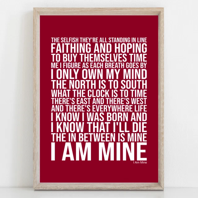 PEARL JAM I Am Mine Song Lyrics Poster Print Wall Art £13.00 - PicClick UK