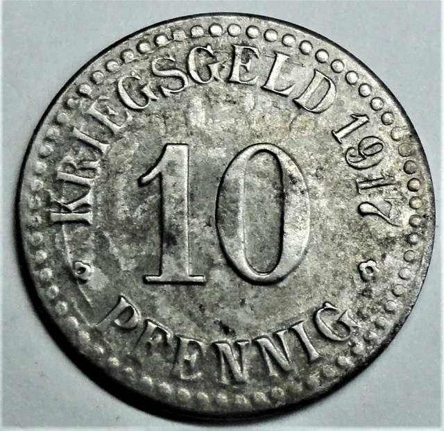 KRIEGSGELD 10 PFENNIG 1917 der Residenzstadt Cassel -Eisen- vz/ xf mit ...