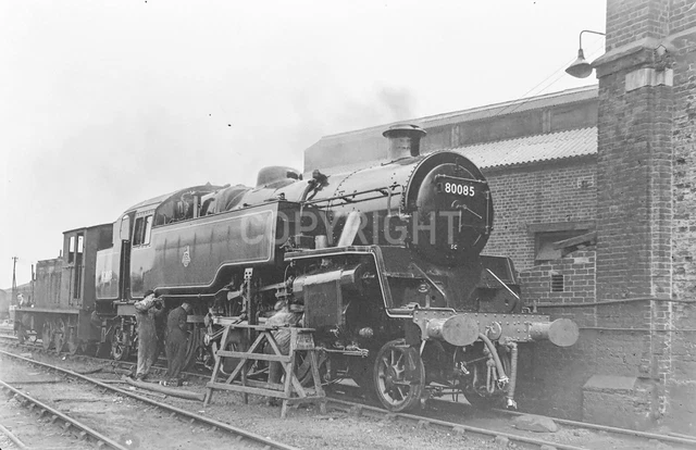 RAILWAY NEGATIVE B/W 6x9cm BR STANDARD 4MT 2-6-4T No 80085 Brighton MPD ...