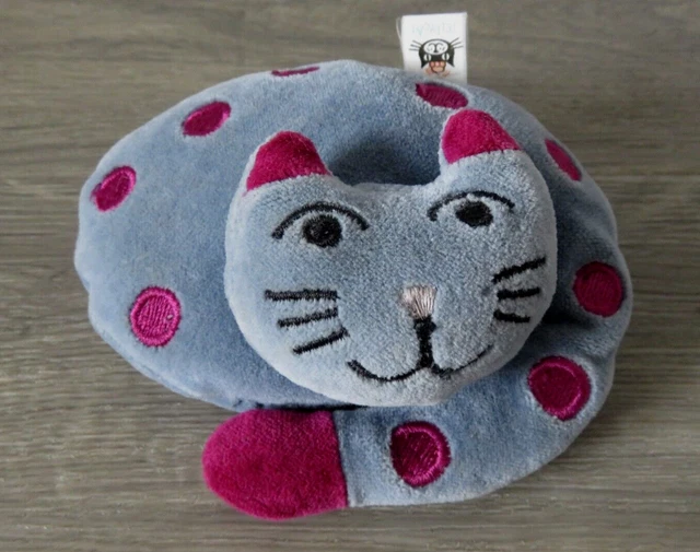 JELLYCAT I AM Cat Nap Blue Curled Up Cat 1998 Retired 4.5'' Beanie Soft ...