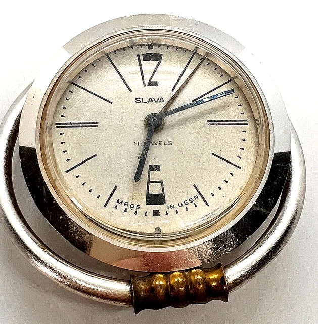VINTAGE SOVIET TABLE Alarm Slava Glory Clock Original USSR 11 Jewels ...