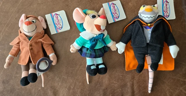 GREAT MOUSE DETECTIVE 8" Bean Bag Plush Lot Basil Olivia Ratigan NWT ...