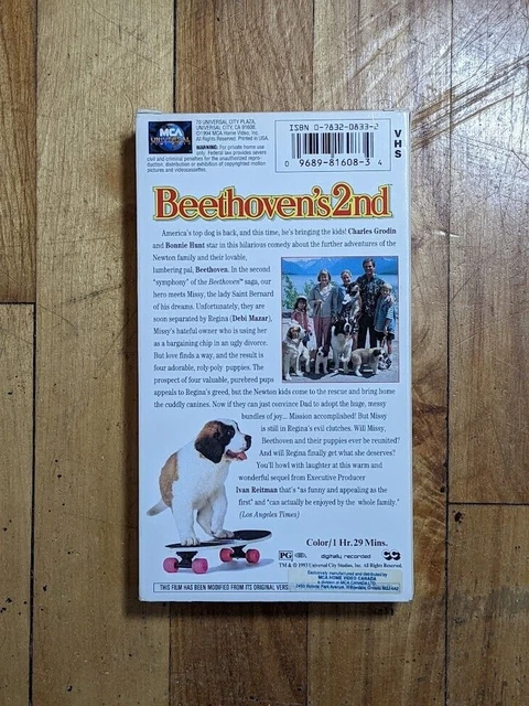 BEETHOVEN'S 2ND (VHS, 1994) Charles Grodin, Bonnie Hunt, Debi Mazar ...