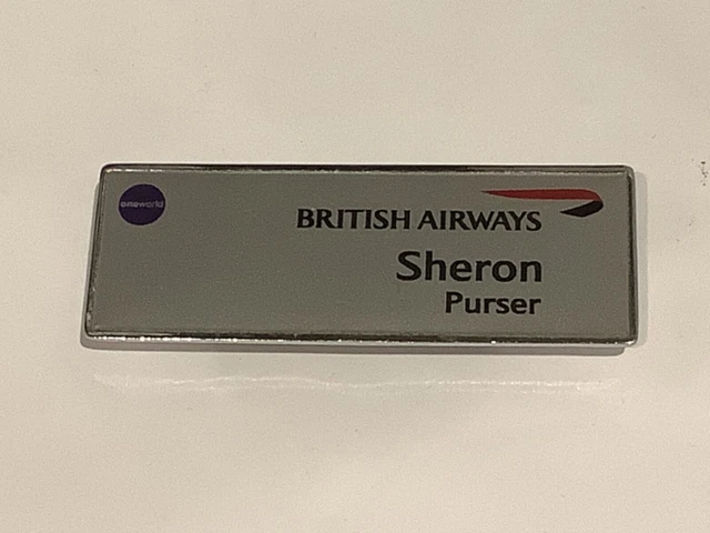 VINTAGE BRITISH AIRWAYS cabin crew PURSER metal name badge ...