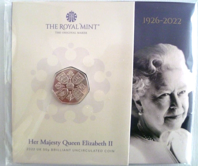 2022 QUEEN ELIZABETH II/ King Charles III 50p Coin BU Royal Mint Pack ...