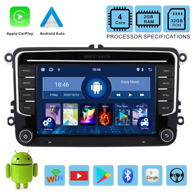 CAR RADIO STEREO Sat Nav CarPlay BT WiFi for VW Golf Passat Tiguan ...