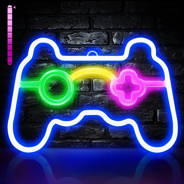 GAME BUTTON ICON Atmosphere Neon Playstation LED Sign Light USB Wall ...