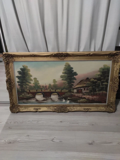 ANCIEN TABLEAU HUILE sur toile signé roberto authentique encadrement d'epoque EUR 68,00 ...