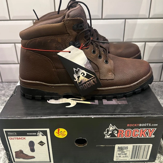 ROCKY OUTBACK RKS0389 Mens 6" Brown Leather Gore-Tex Work Boots Size 10 ...