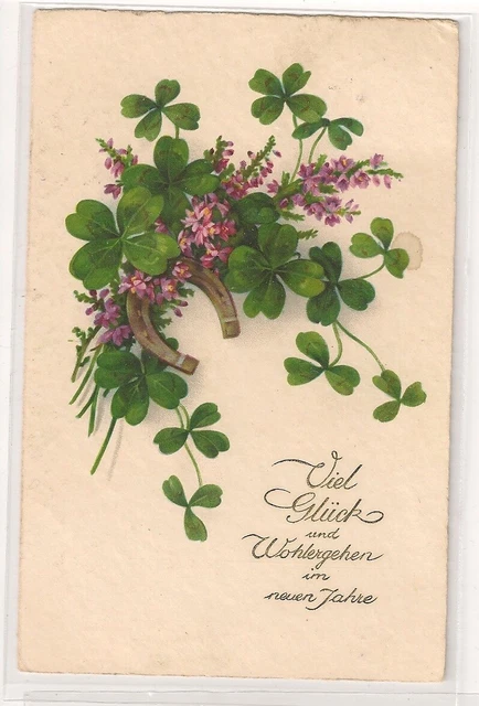 NEUJAHRSGRUSS AK GLÜCKSKLEE Künstlerkarte Stempel 1934 AK Deutsch.Reich ...