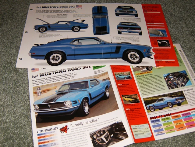 RARE-1969-70 MUSTANG BOSS 302 Spec Info Poster Brochure 69 70 Boss302 ...