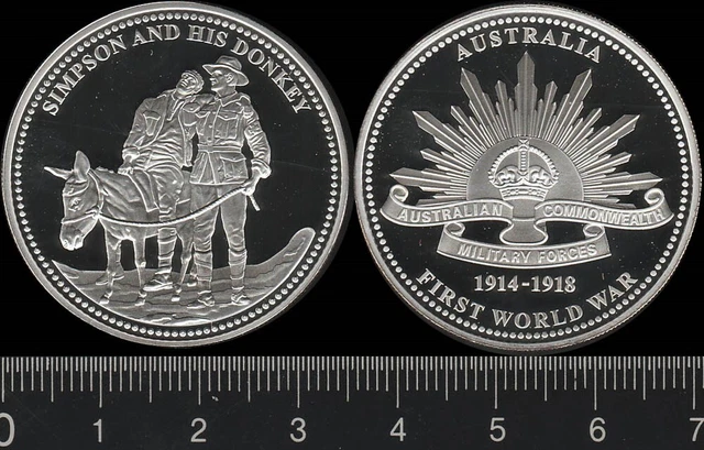 AUSTRALIA: FIRST WORLD War Simpson and his Donkey Commem SILVER medal ...