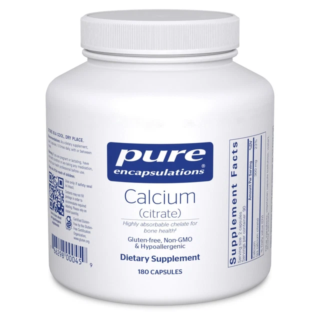 PURE ENCAPSULATIONS CALCIUM (Citrate) - Supplement for Bone, Teeth ...