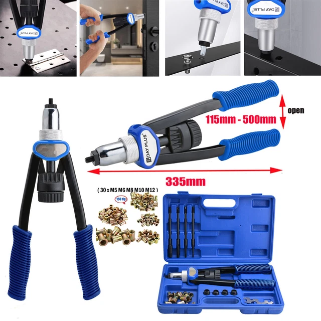 PROFI NIETMUTTERNZANGE RATSCHE M5 M6 M8 M10 M12 inkl 150 Nietmuttern M5 ...