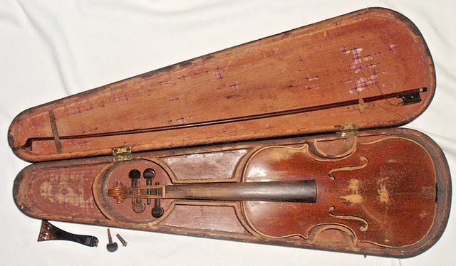RARE EARLY 1800S German 'HOPF' VIOLIN *ORIGINAL Coffin CASE *Needs ...