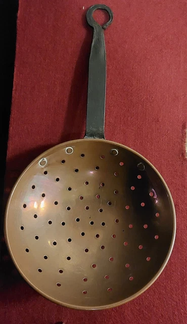 FRENCH 19TH CENTURY Antique Large Copper Skimmer/Sieve/Laddle £26.70 ...
