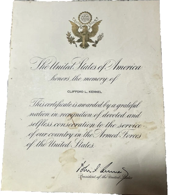 JOHN F. KENNEDY Jfk Signed Military Letter To Family Of Fallen Soldier ...