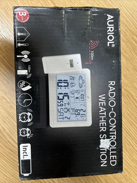 (GG) AURIOL WEATHER Station Radio Controlled Humidity Temperature Alarm ...