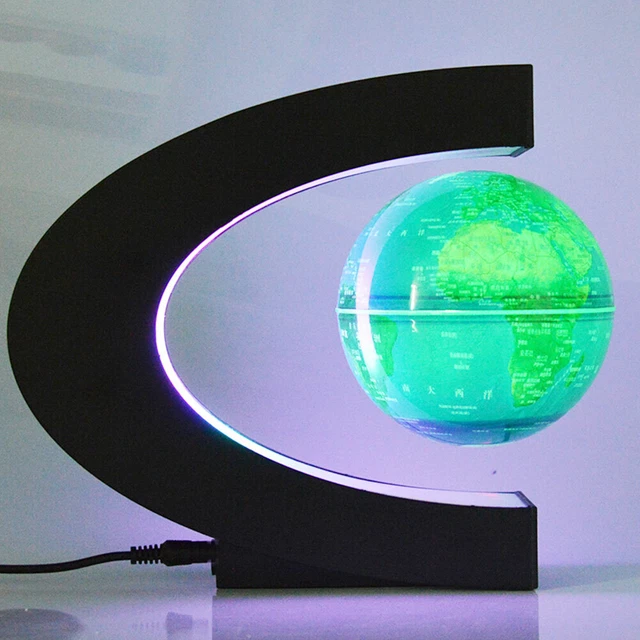 ANTI GRAVITY MAGNETIC Floating Globe World Map w/LED Light Colorful ...