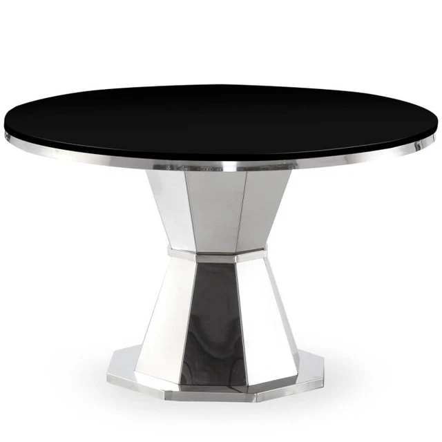 TABLE DE REPAS Ronde en Verre "Annie" 120cm Noir EUR 483,99 - PicClick FR