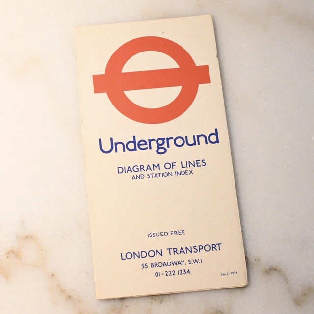 LONDON UNDERGROUND TUBE Map No.2 1974 (Ref 874 2355M/1000M) £10.00 ...