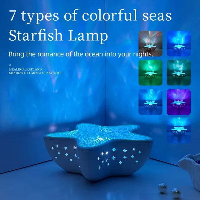 STARFISH LED NIGHT Light Rechargeable Table Lamp Northern Ocean Wave ...