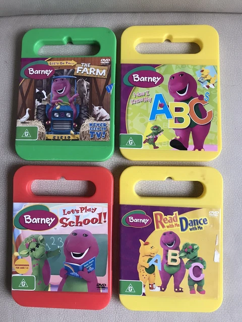 4 BARNEY DVDS Let's Go To the Farm, Now I Know My ABCs, School, Read ...