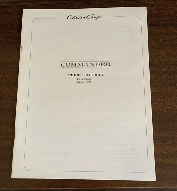 NOS CHRIS CRAFT 1972 Commander Price Schedule Catalog 28-45’ Various ...