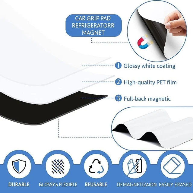 12& X 8& Magnetic Dry Erase Board Sheet for Fridge, Flexible Whiteboard ...