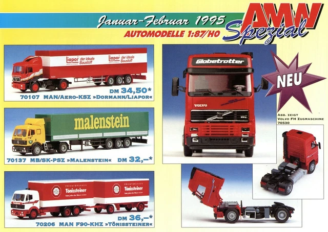 AMW AUTOMODELLE PROSPEKT 1995 1-2/95 Modellautoprospekt Trucks brochure ...