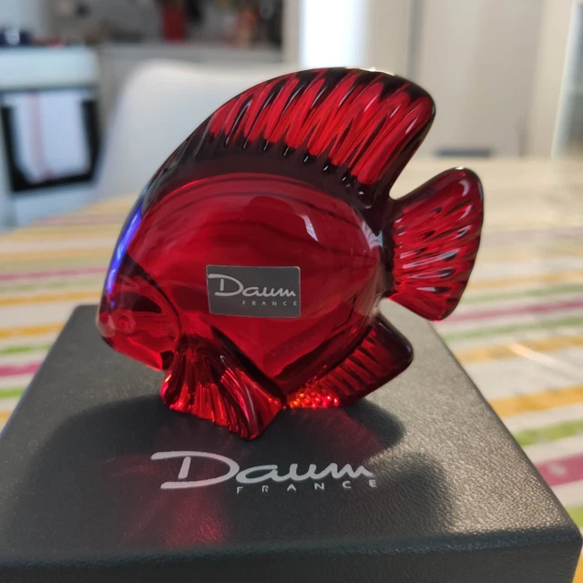 POISSON ROUGE FONCÉ en cristal, signé Daum France EUR 80,00 - PicClick FR