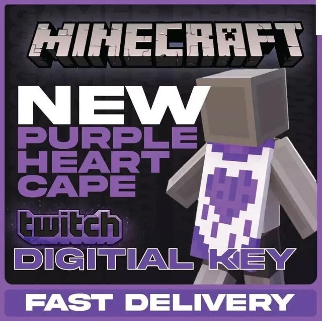 MINECRAFT JAVA & Bedrock Edition Purple Heart Cape Twitch PC XBOX One ...
