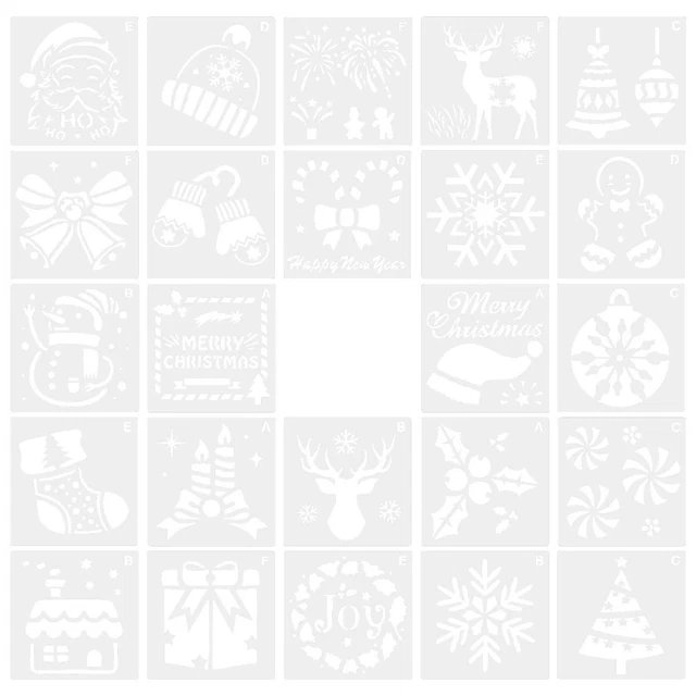 24 PCS HOLIDAY Stencils Christmas Painting Template Hollow Drawing ...
