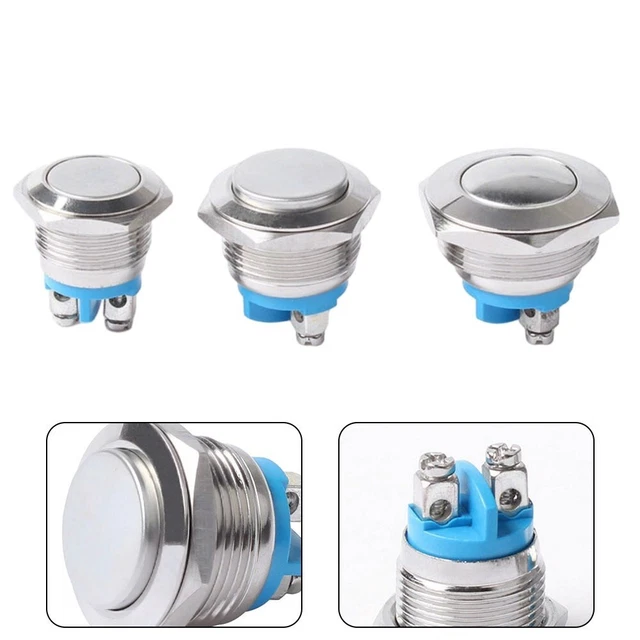 VERSATILE WATERPROOF METAL Push Button Switch 12V 19mm Momentary On Off ...