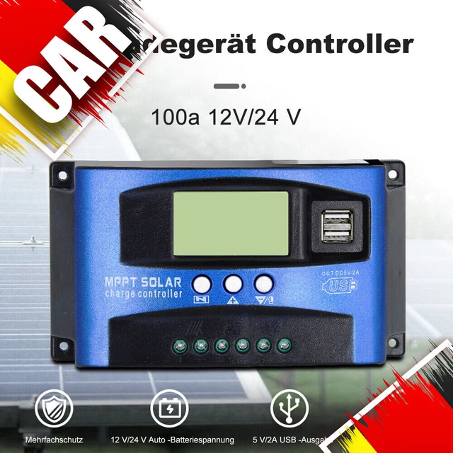 SOLAR LADEREGLER 12V-24V 100A MPPT Solar Photovoltaik Laderegler Daul USB Regler EUR 23,24 ...