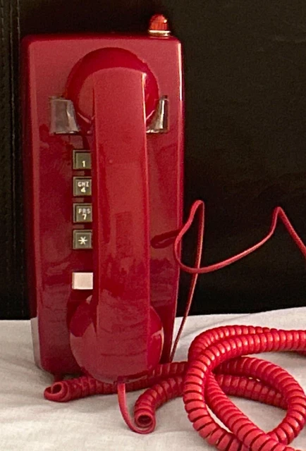 **VINTAGE - BITTEL Red Touch Tone Wall Phone with Message Waiting Light ...