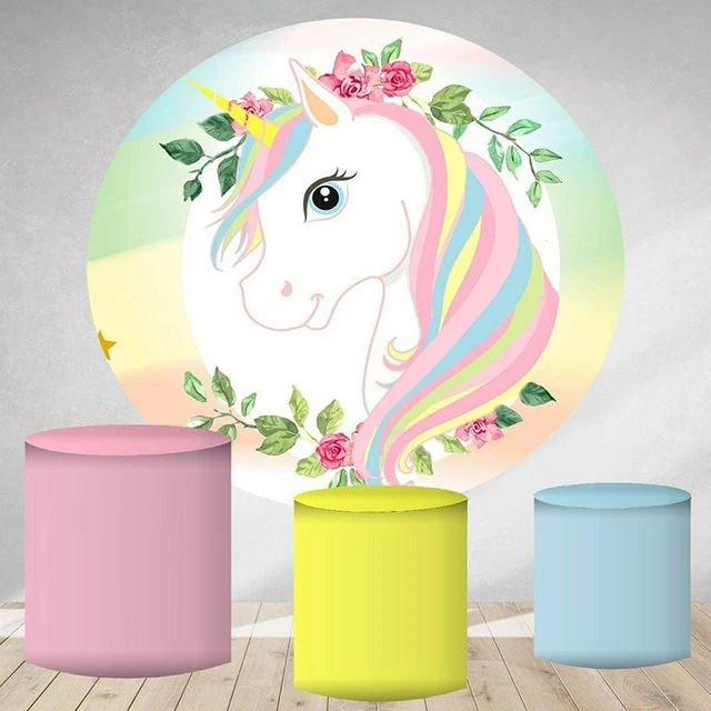 SWEET UNICORN ROUND Happy Birthday Backdrop For Girl $36.09 - PicClick AU