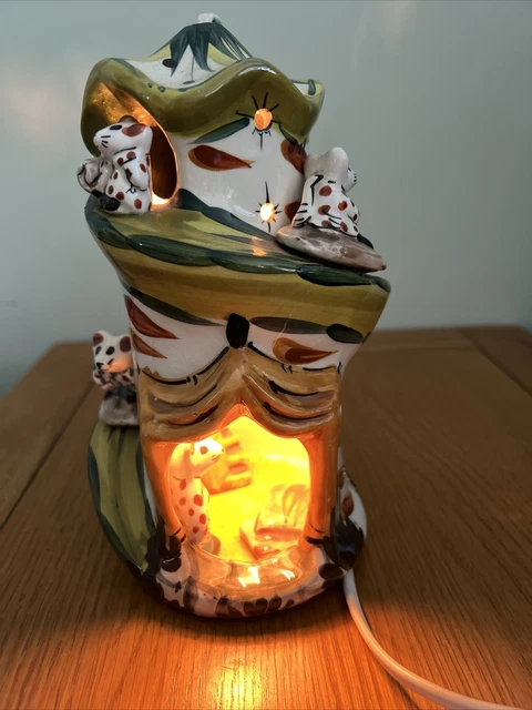 DEREK FOWLER STUDIO England Vintage Night Light Mouse Mice Green Helter ...