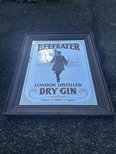 VINTAGE BEEFEATER MIRROR Bar Sign London Distilled Dry Gin 23” X 29 ...