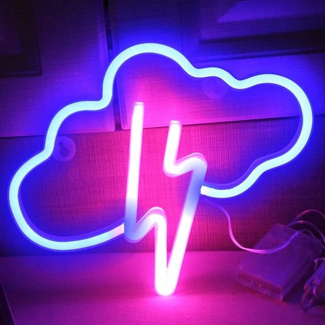 CLOUD LIGHTNING NEON Signs,Bolt LED Wall Lights Wall Decor USB or ...