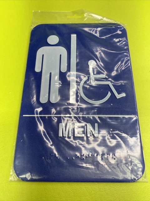 MEN HANDICAP RESTROOM Sign - ADA Braille Compliant - 6" x 9" - BLUE £8. ...