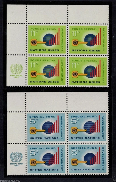 UNITED NATIONS 1965 Inscription UN Block Stamp Scott #137-38 Special ...