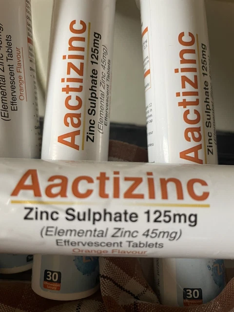 125MG ZINC SULPHATE, Aactizinc Effervescent Orange Flavour, 4 Tubes 120 ...