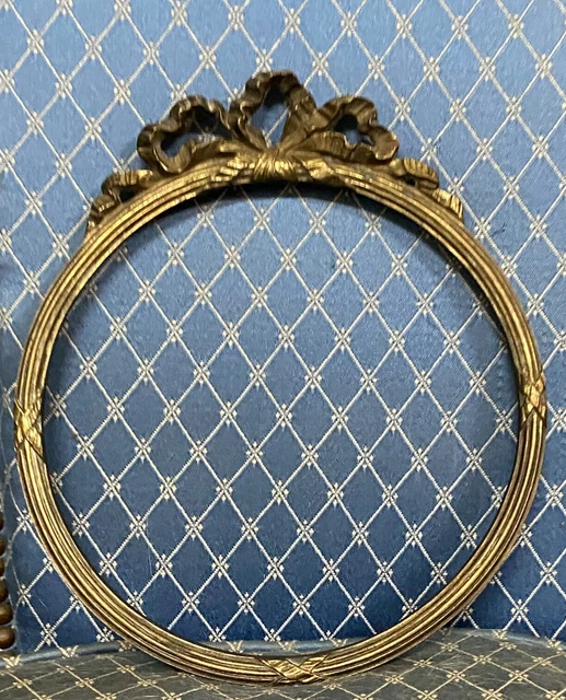 ANCIEN CADRE ROND en Bronze Doré Noeud Louis XVI - D. 24 cm EUR 45,00 ...